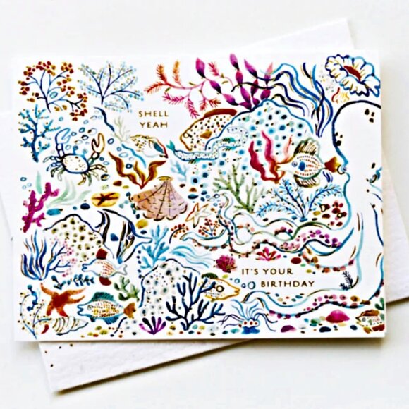 Party Supplies | Shell Yeah Birthday Greeting Card With Compostable ...